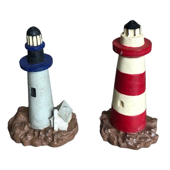 Accents | Lot Of 2 Lighthouses Miniature Nautical Marine Lake Decor ...